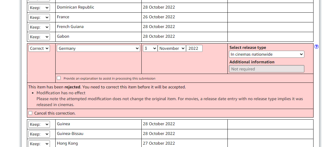 ‎Release date corrections no longer accepted | IMDb Community Forums