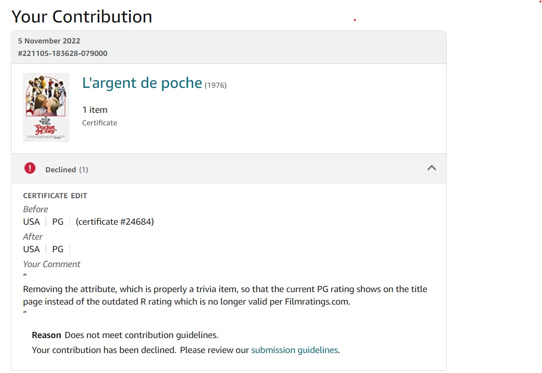 ‎Incorrect certificate shown on title page | IMDb Community Forums