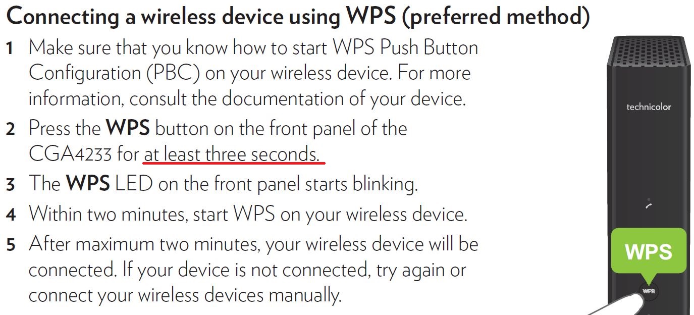 ‎WPS modem Technicolor CGA4233 | Le Forum VOO