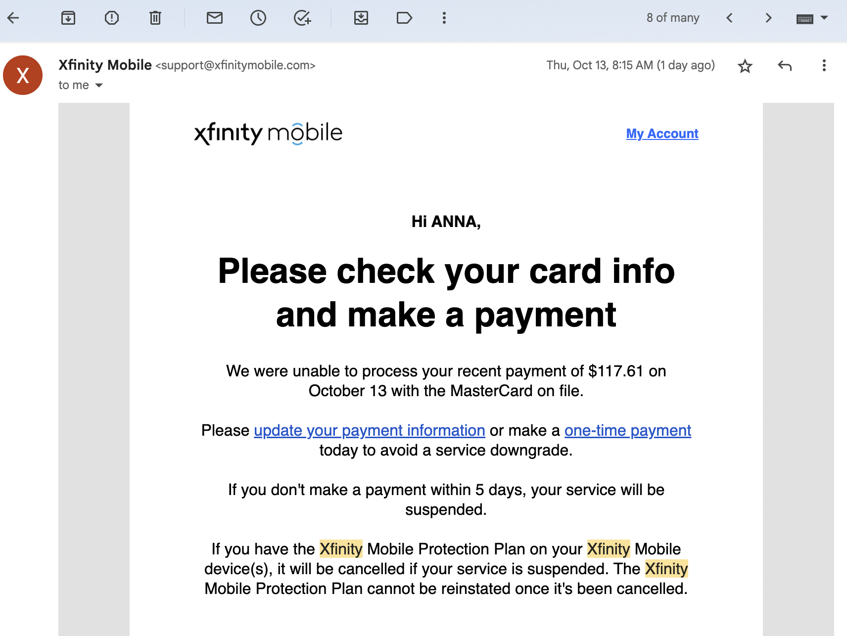 ‎Xfinity Mobile Continuing to Charge on Canceled Account and Charging ...