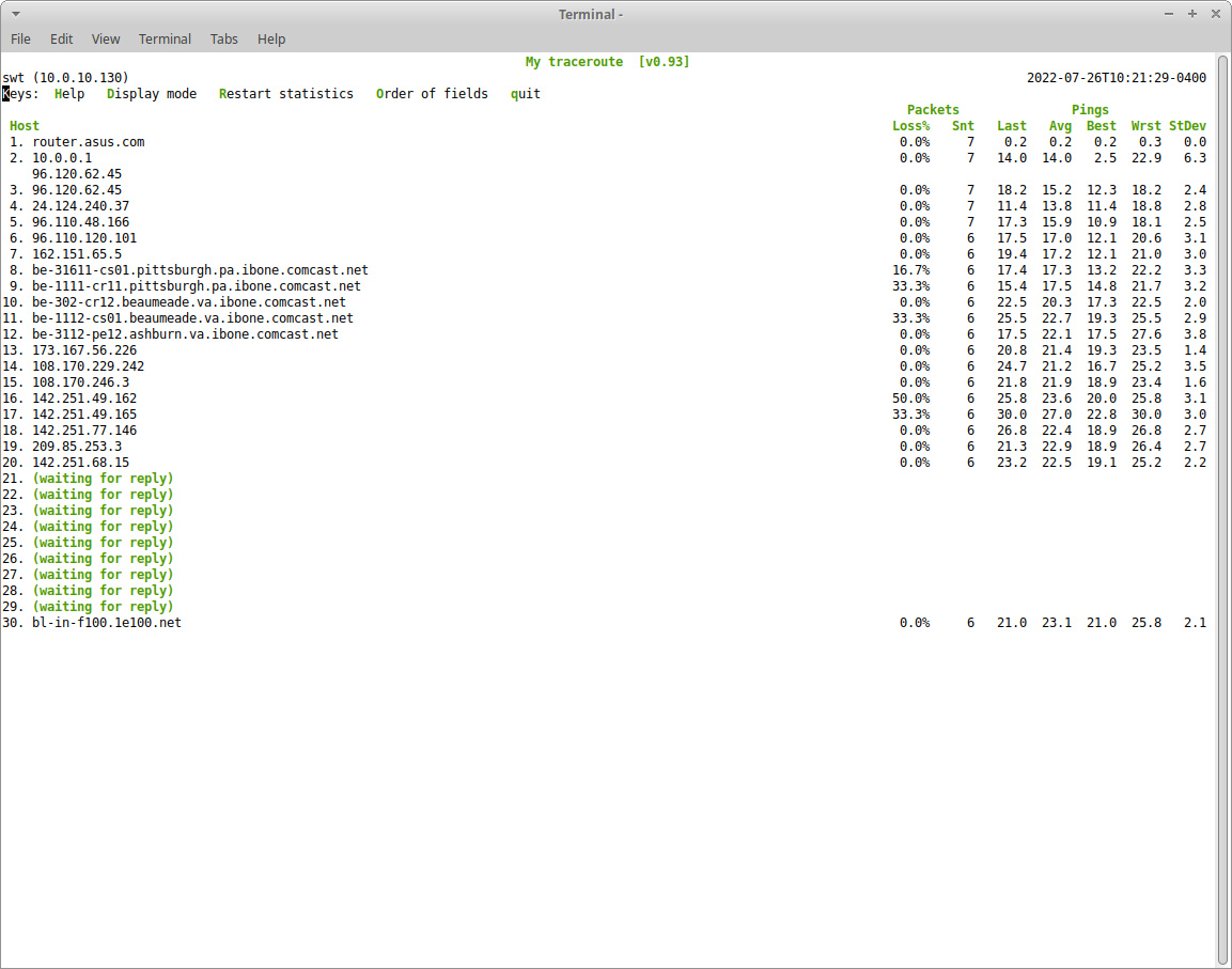 ‎dropped packets on ibone.comcast.net nodes | Xfinity Community Forum
