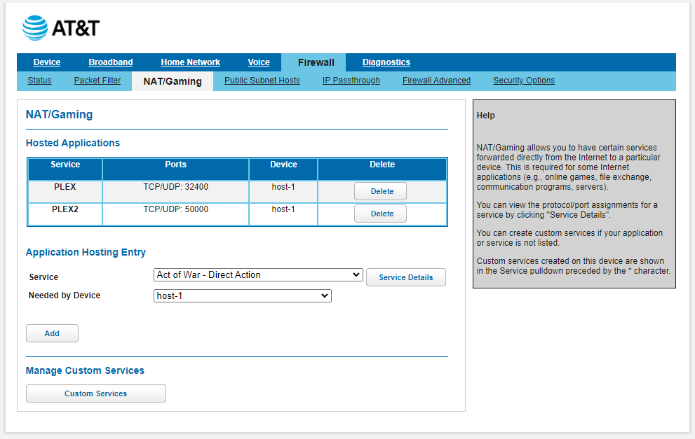 ‎Port Forwarding with BGW-320-505 not working for Plex server | AT&T Community Forums